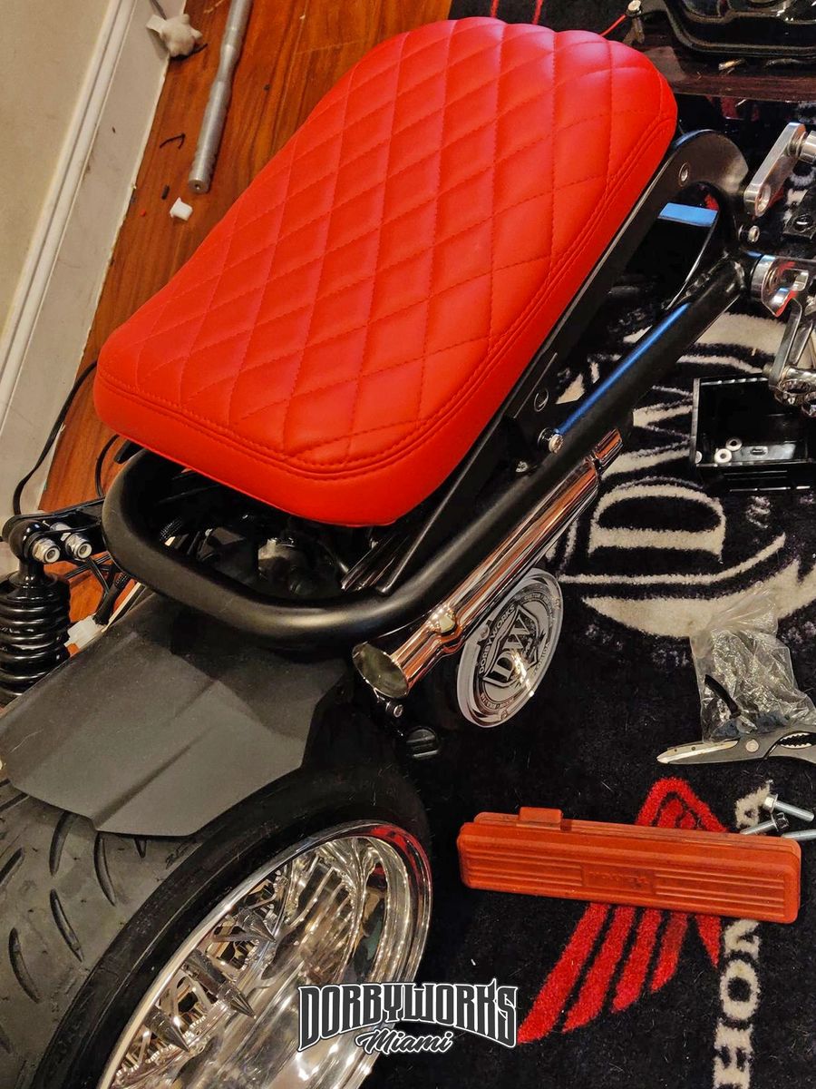 Honda Ruckus Custom UPGRADED SEAT replacement - RED STITCH HONDA