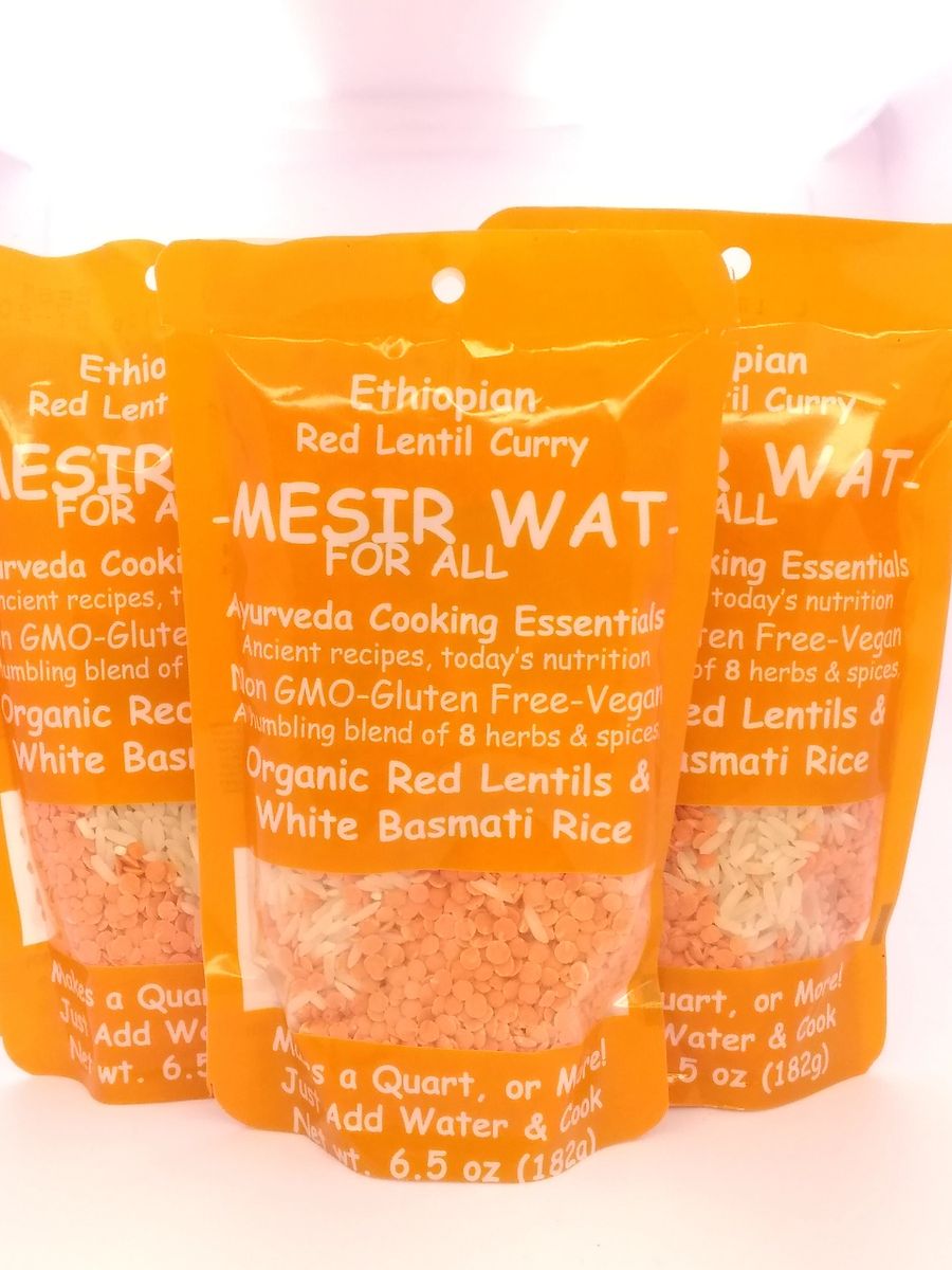 Kitchari4all - 3Pak-6.5 oz Vegan Ethiopian Mesir Wat Kitchari Red ...