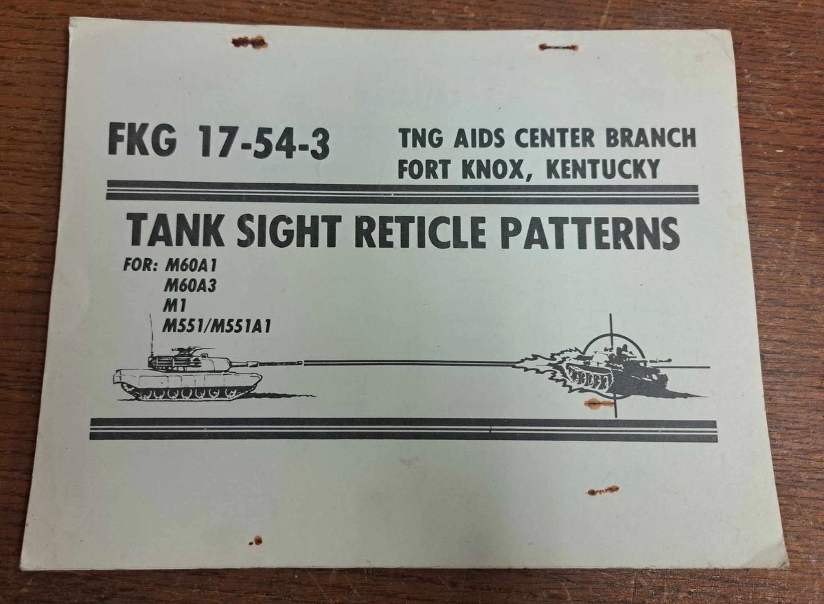 Tank sight reticle patterns,M60A1/M60A3/M1/M551/M551A1
