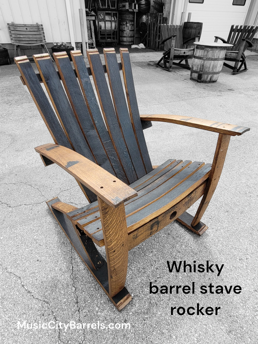 Whisky barrel stave rocking chair
