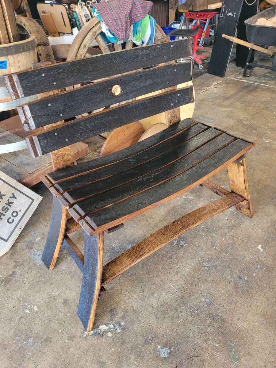 Bench Whiskey barrel stave Bench. Sturdy!