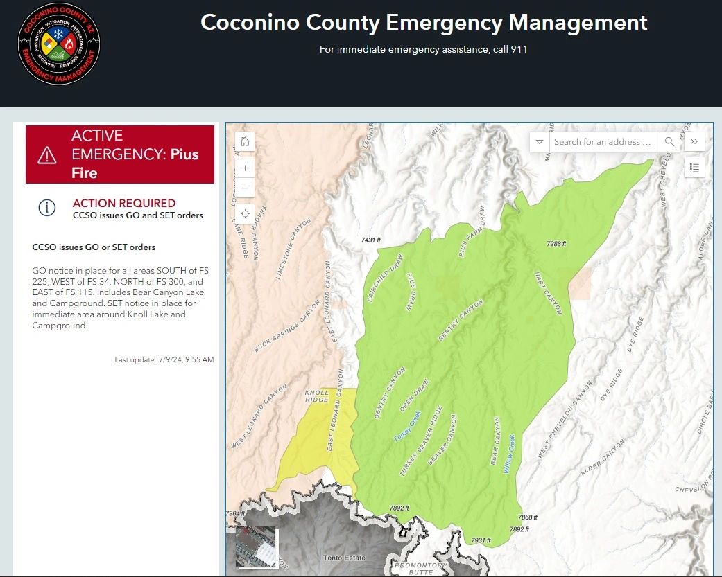 Pius Fire - No current threat to Forest Lakes