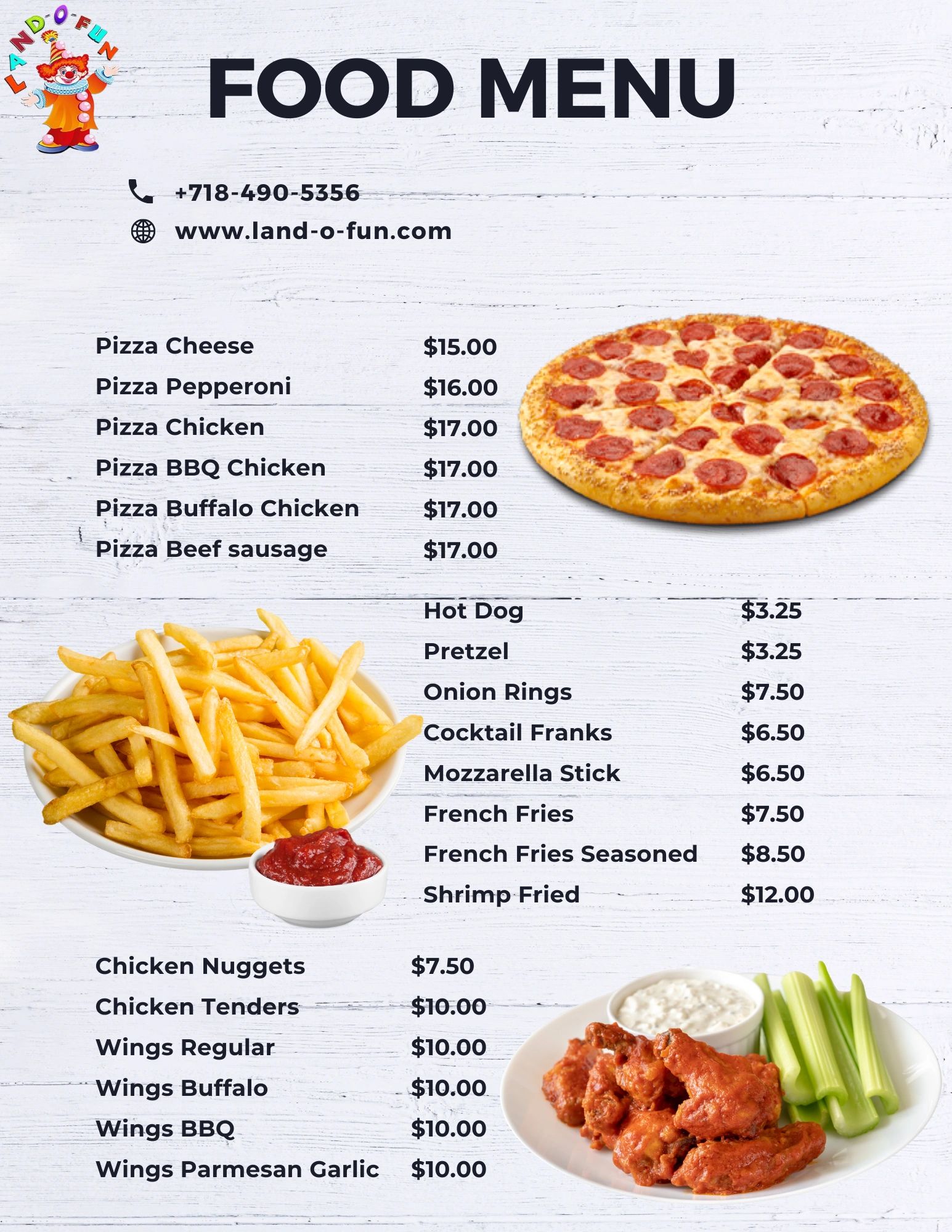 Land-O-Fun - Food Menu