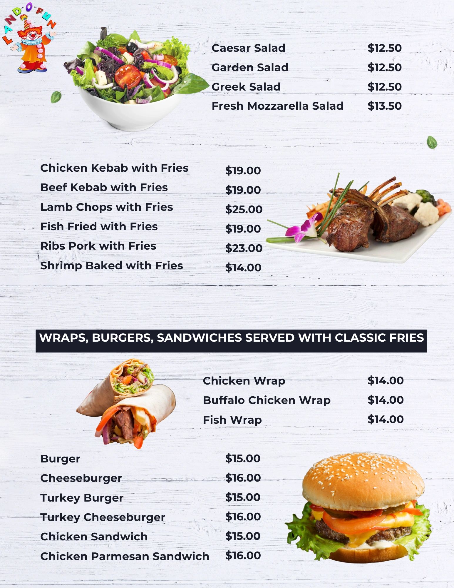 Land-O-Fun - Food Menu