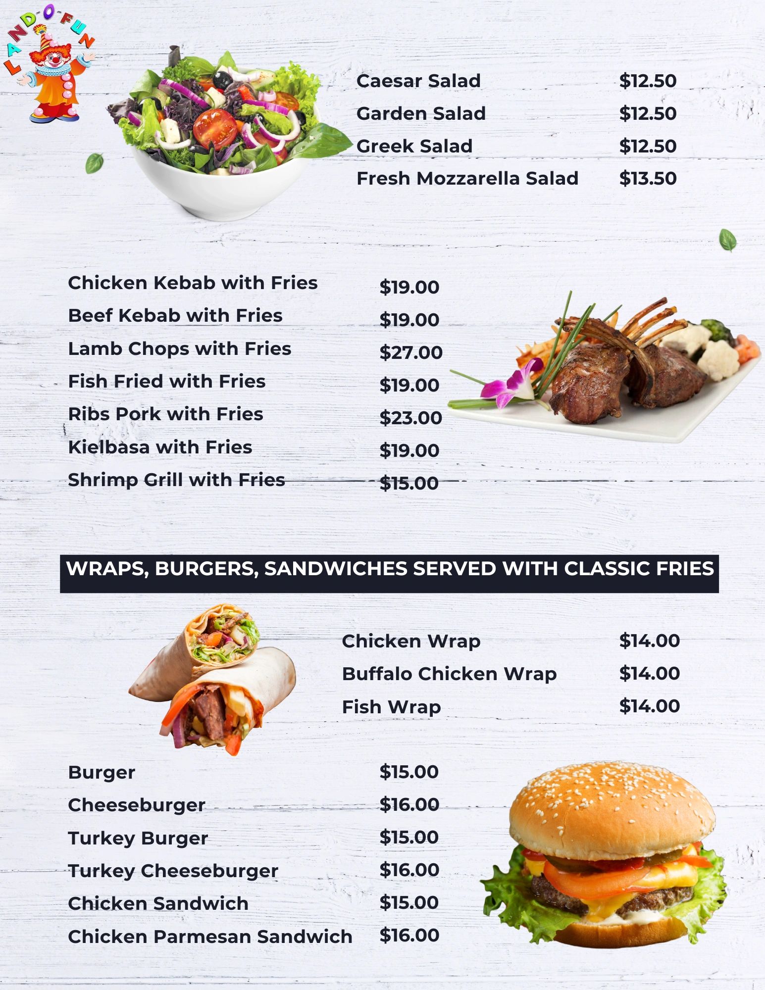 Land-O-Fun - Food Menu