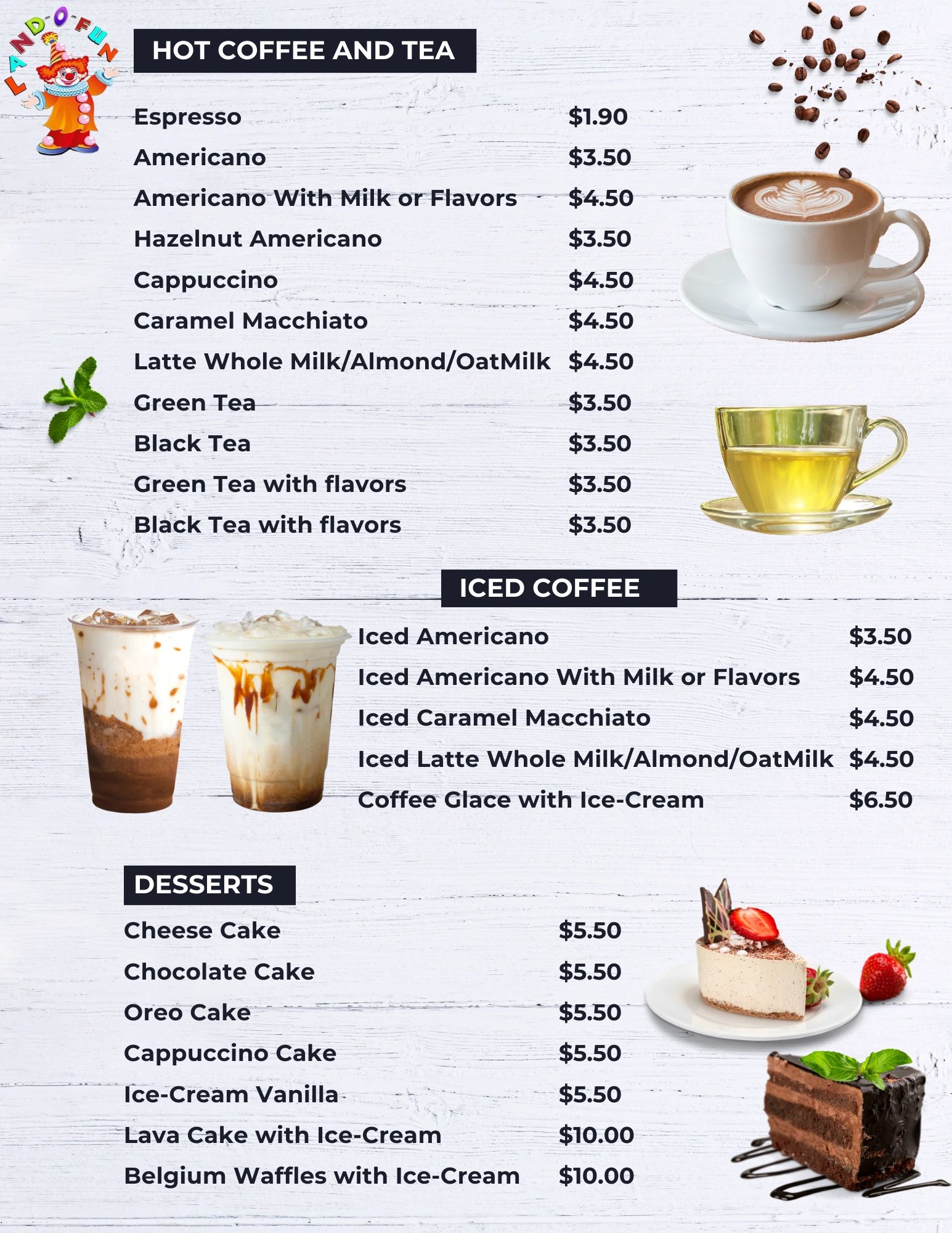 Land-O-Fun - Food Menu