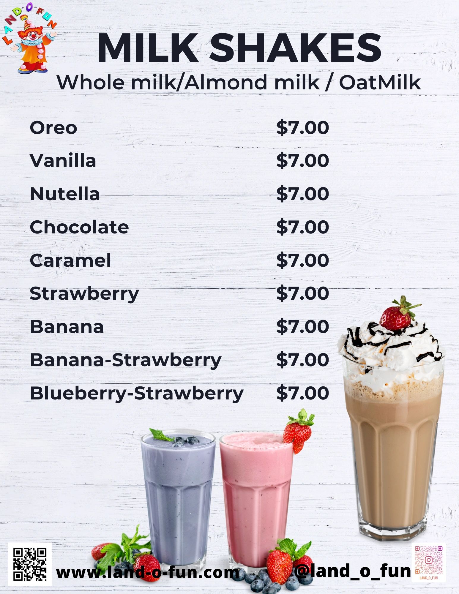 Land-O-Fun - Food Menu