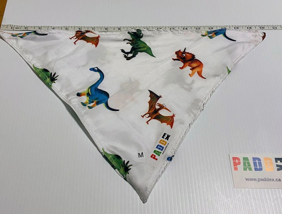 White dinosaur bandana (M)