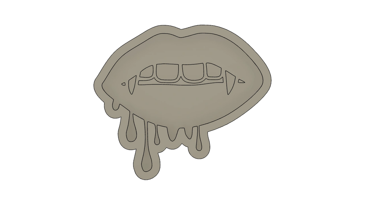Digital STL File Fang Drip Mouth Cookie Stamp & Cutter