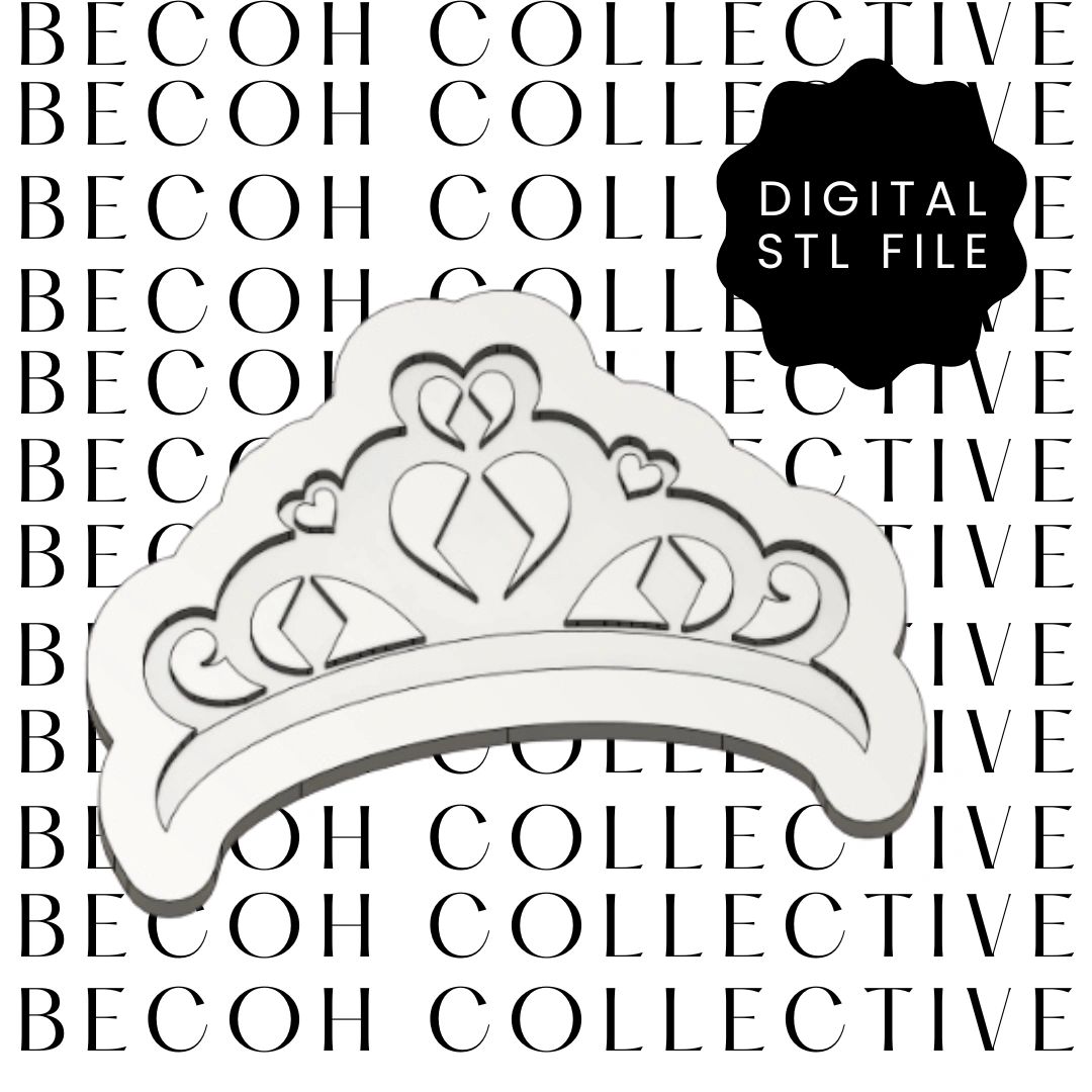 Digital STL File Princess Crown Cookie Stamp & Cutter