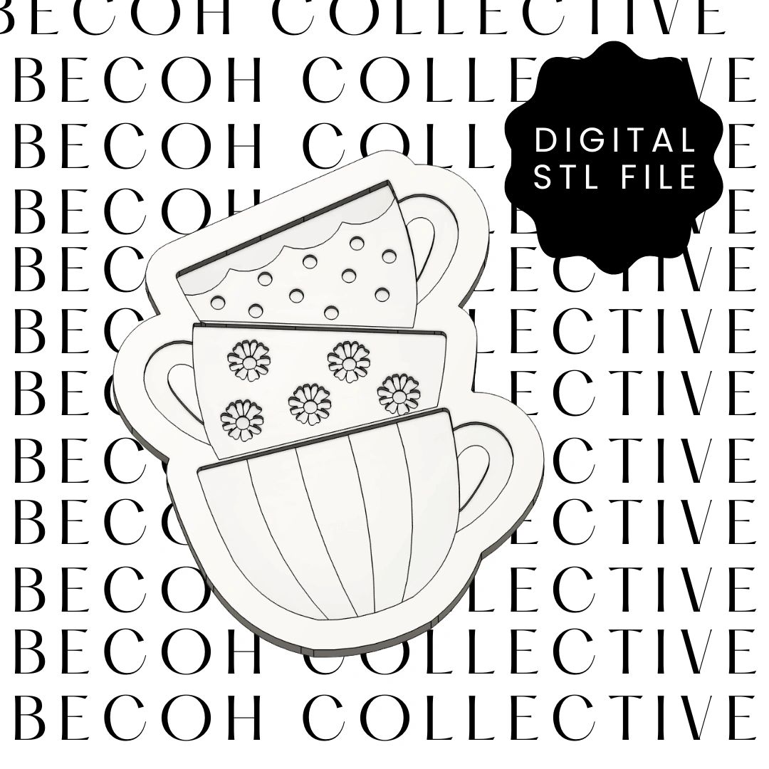 Digital STL File Teacup Stack Cookie Stamp & Cutter