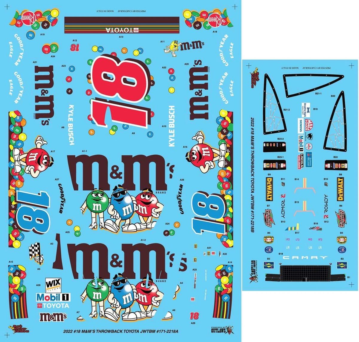 JWTBM Powered By Outlaws Kyle Busch 2022 M&M’s Darlington Throwback ...