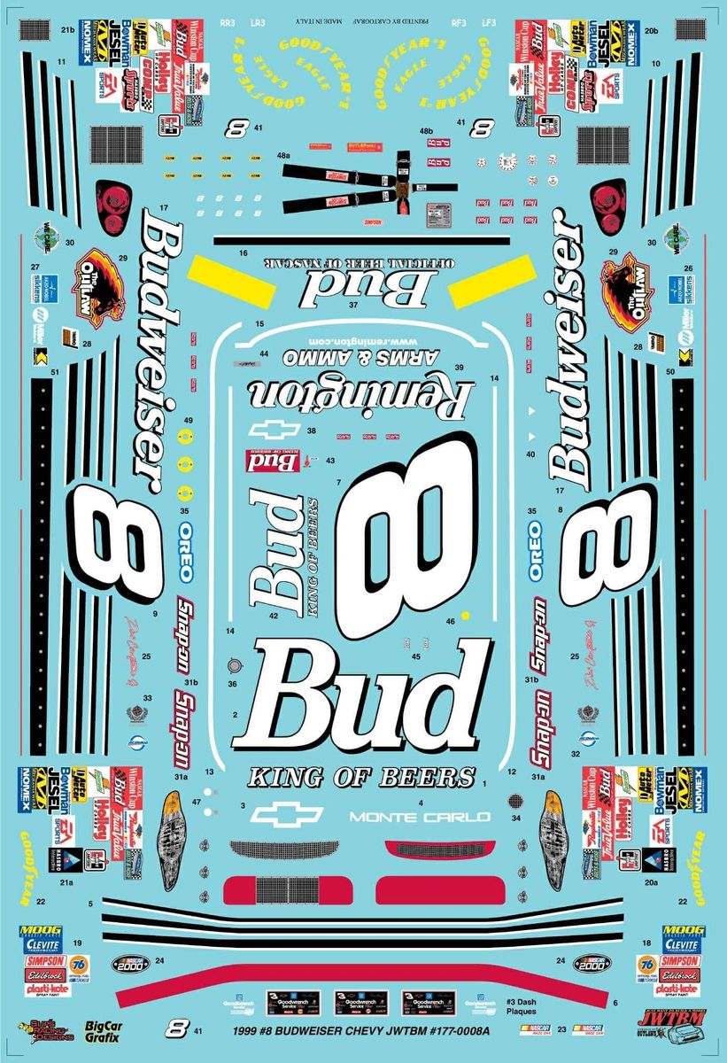 Dale Earnhardt Jr Rookie Season Budweiser Decals - JWTBM