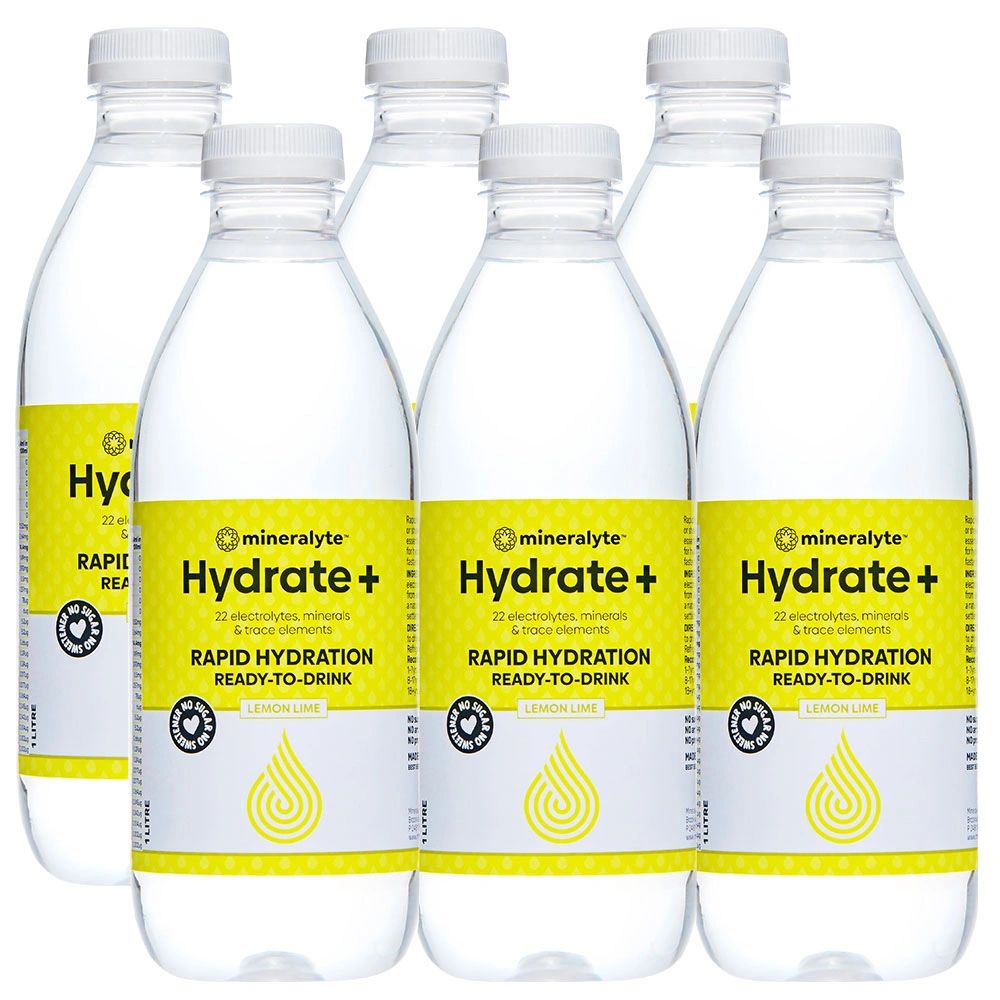 HYDRATE + RAPID HYDRATION LEMON LIME NO SUGAR NO SWEETENERS 1L Box of 6