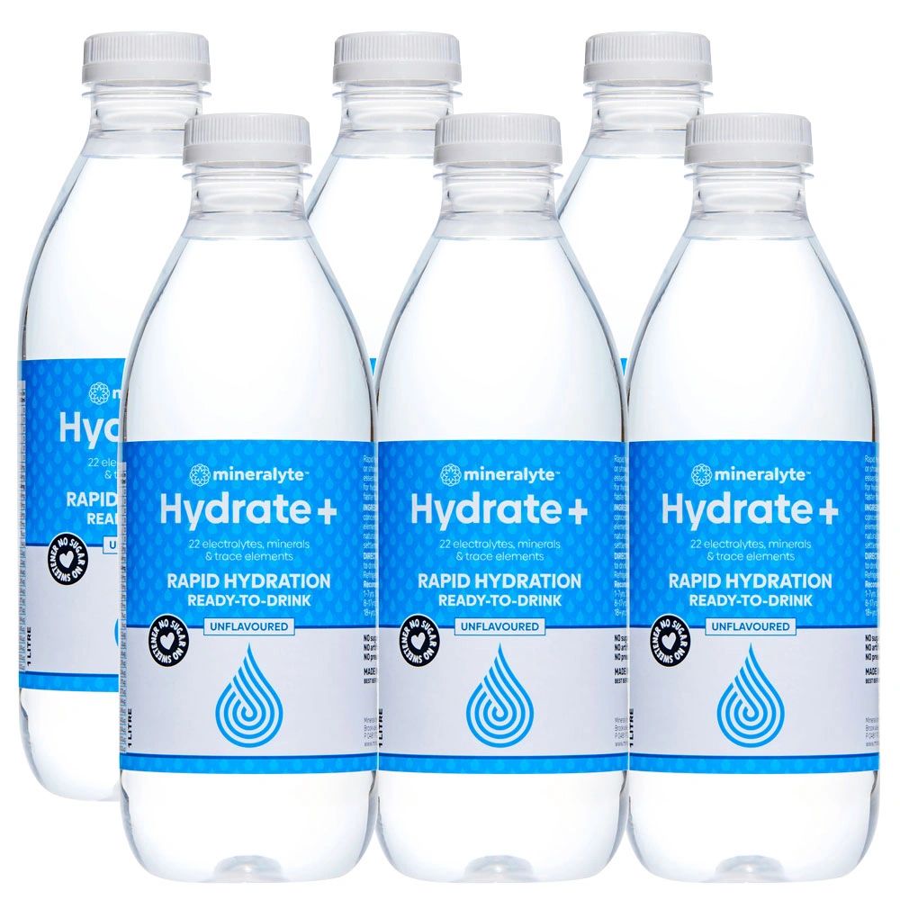 HYDRATE + RAPID HYDRATION NO SUGAR NO SWEETENERS 1Litre Box of 6