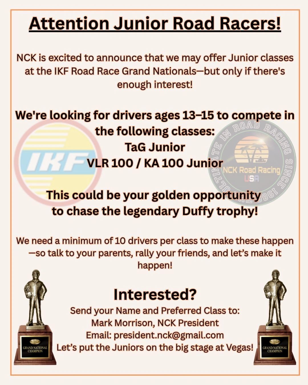 Hey Junior Racers!