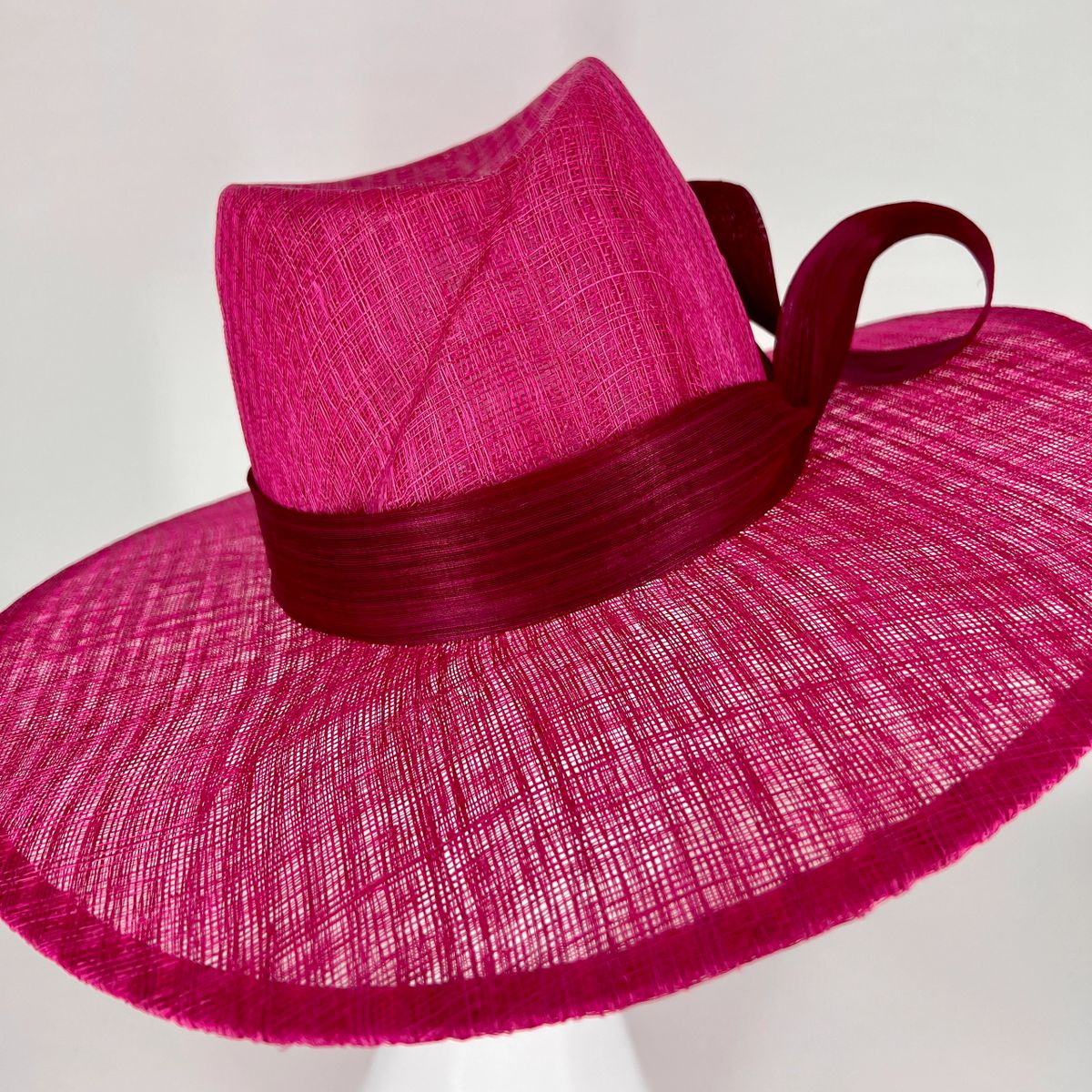 Carter - Hot Pink Sinamay Straw Waterfall Crown Wide Brim with Magenta ...