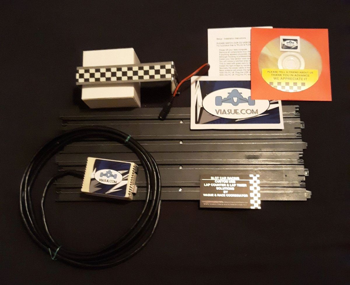 4 LANE SLOT CAR TRACK LAP COUNTING TIMER SYSTEM CHECKERED FLAG BRIDGE