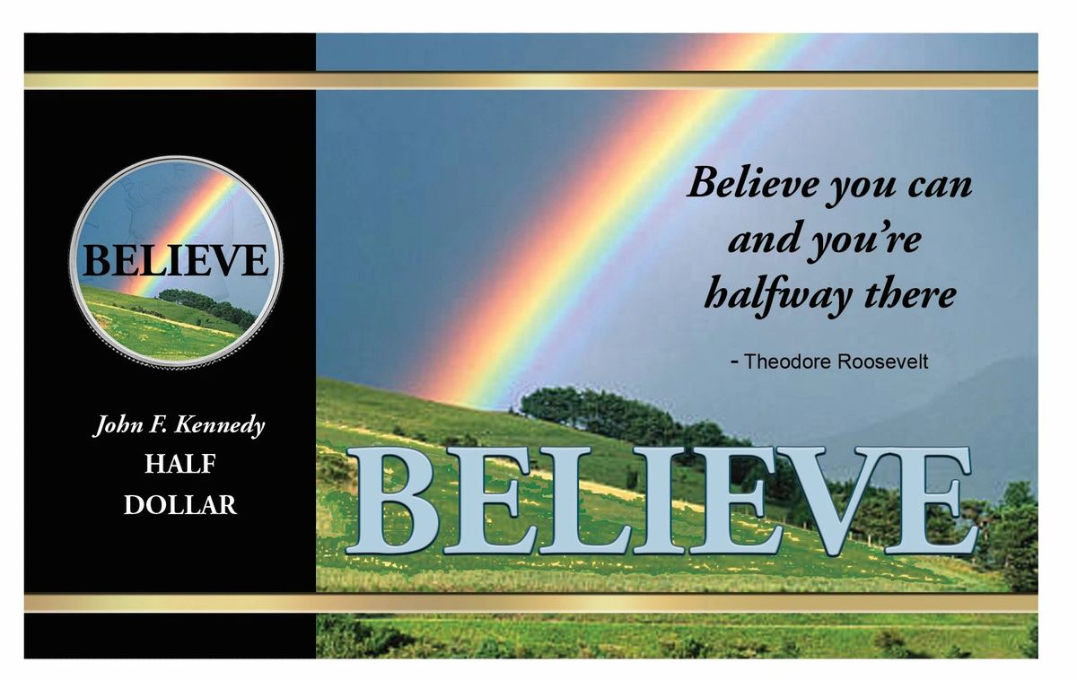 The Matthew Mint 'Believe' JFK Half Dollar Commemorative Coin Display