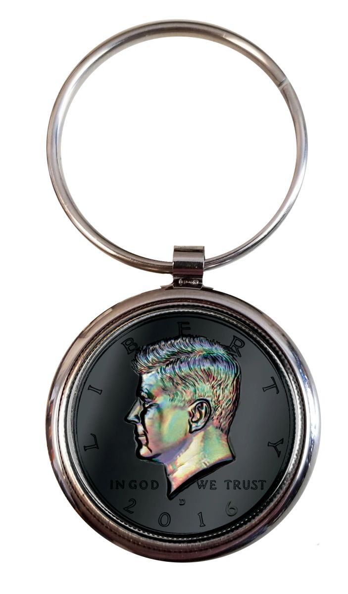 Black Hologram JFK Half Dollar Keychain