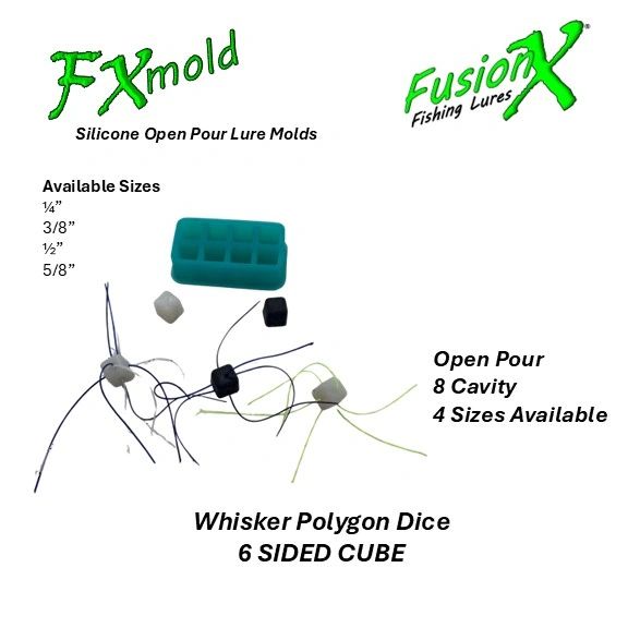Whisker Dice Cube Silicone Open Pour Lure Molds (1/4", 3/8", 1/2", or 5 ...