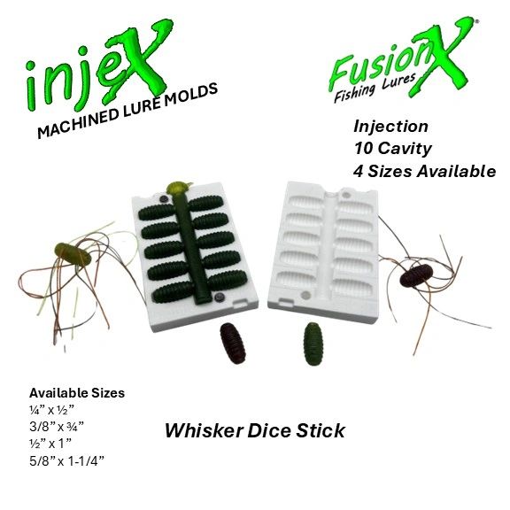 Whisker Dice Stick Composite Injection Lure Molds (1/4", 3/8", 1/2", or ...