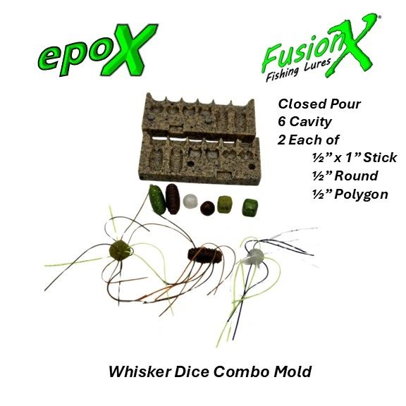 Whisker Dice Stick Composite EpoX Closed Pour Lure Molds (6 Cavity ...