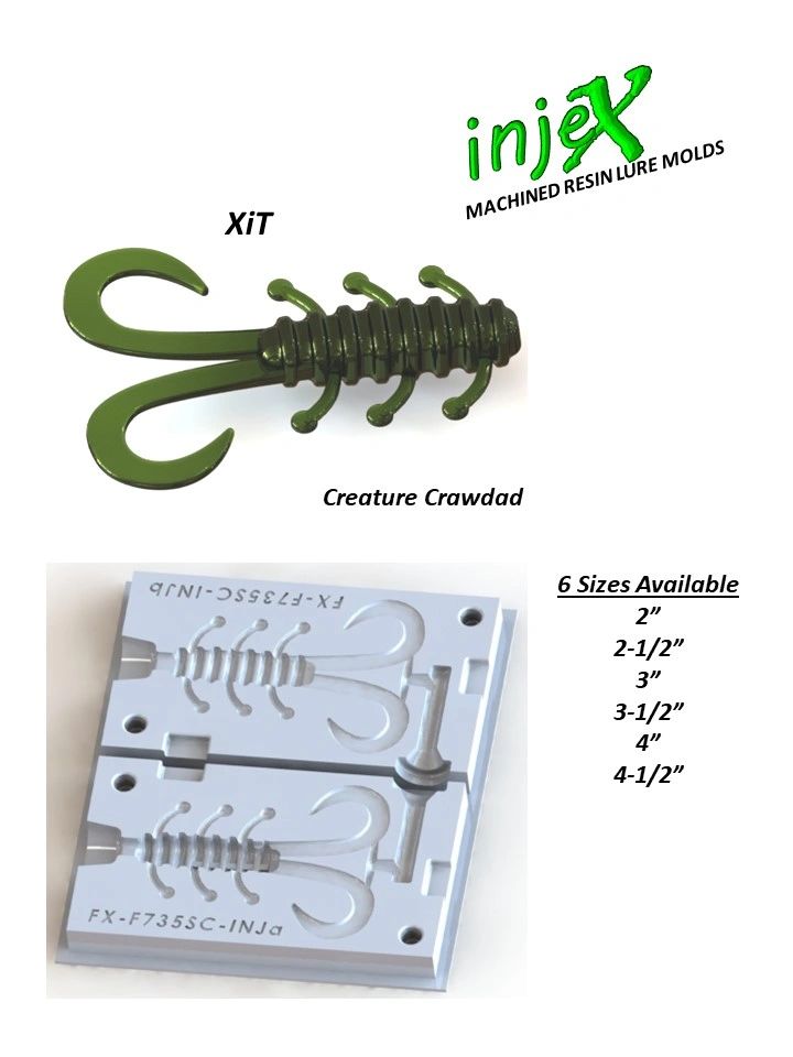 InjeX Injection Mold - XiT Creature Crawdad (2", 2-1/2", 3", 3-1/2", 4 ...