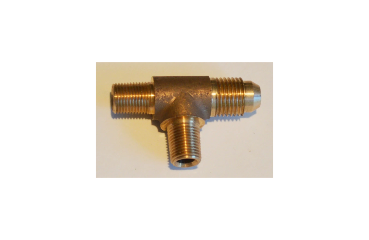 645-2 Tee - Form 2 - 2 1/8 inch NPT openings and 1 male flare fitting
