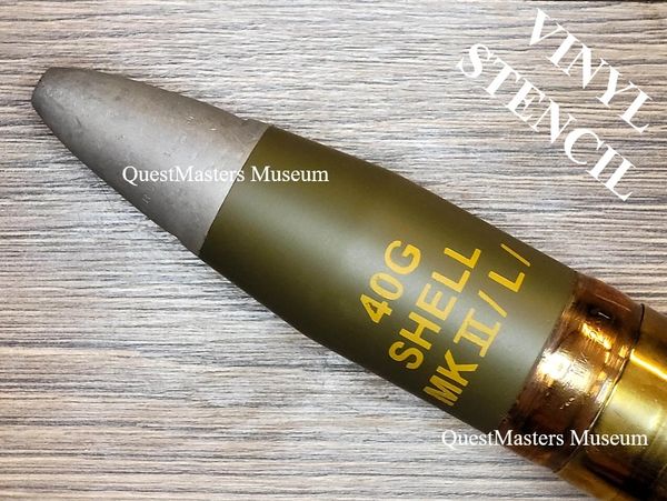 WWII U.S. 40mm Gun Mk.II High Explosive Shell Stencil, Stencil 089