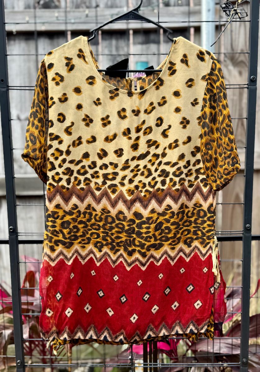 Vintage Anthony Mark Hankins Leopard and Tribal Tunic (454)