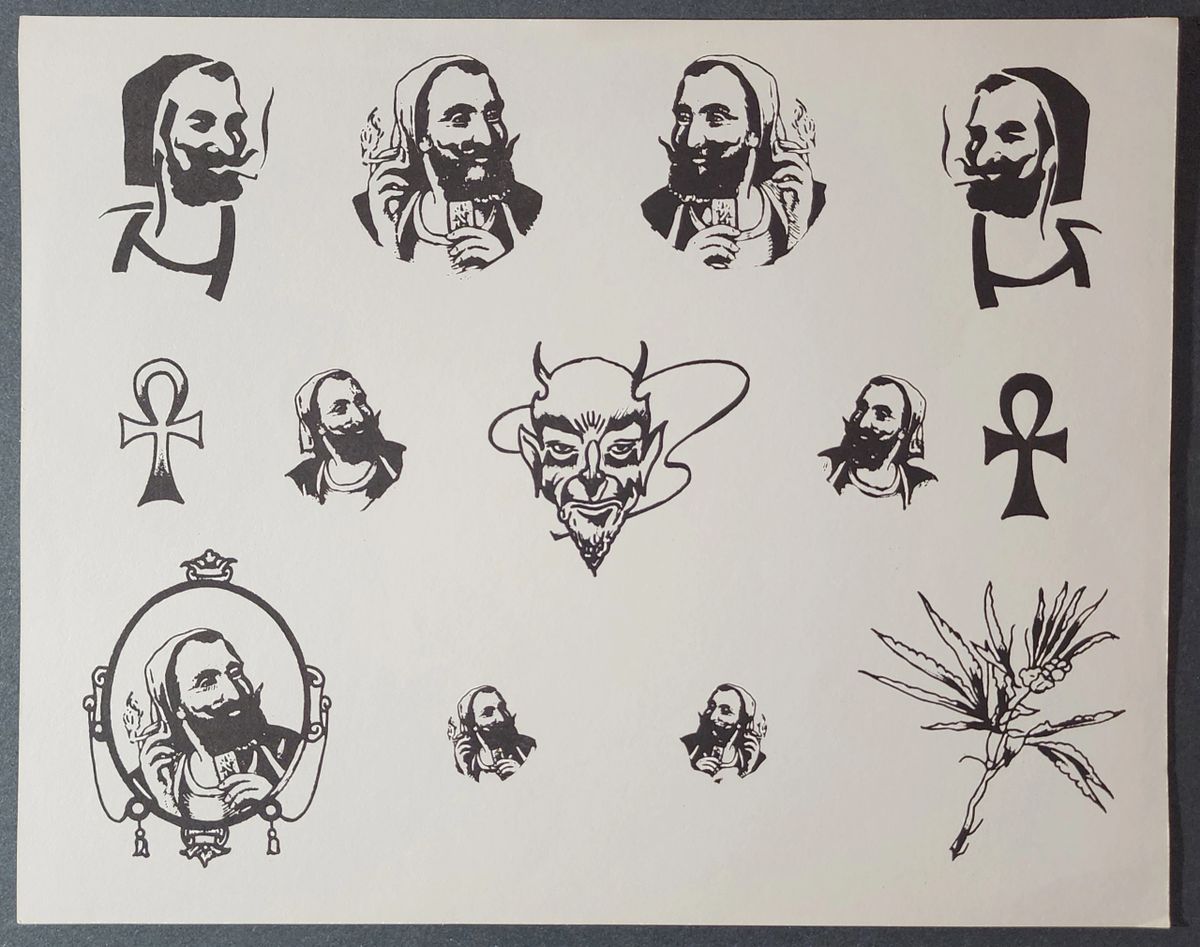 1960's Milton Zeis Traditional Vintage Tattoo Flash Sheet, Zig Zag Man ...