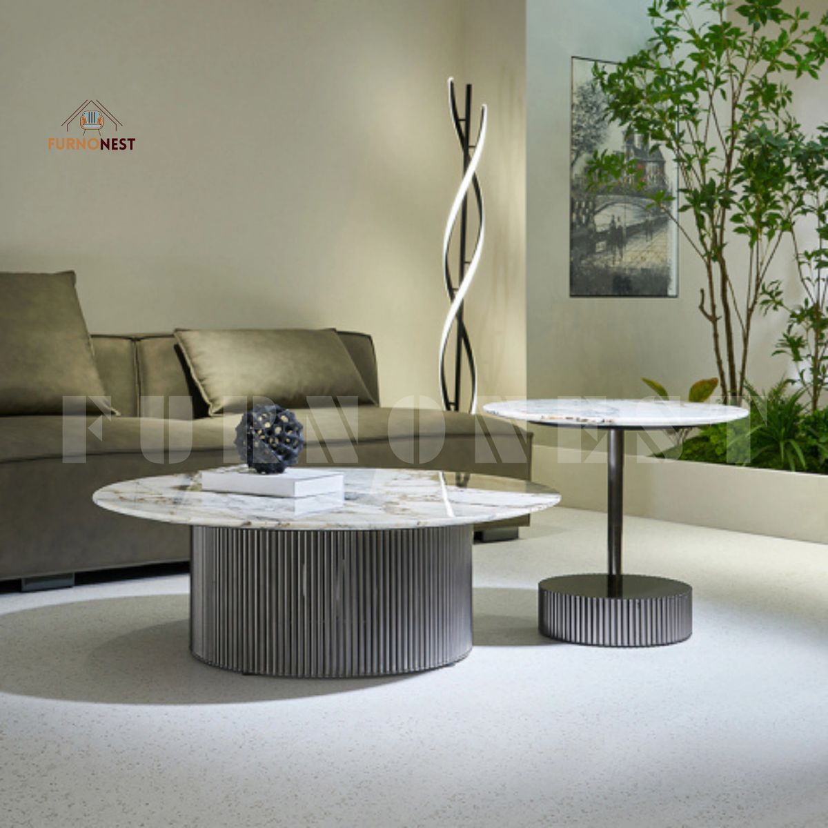 MIRAGE COFFEE TABLE BASE 1+1 SET - SILVER