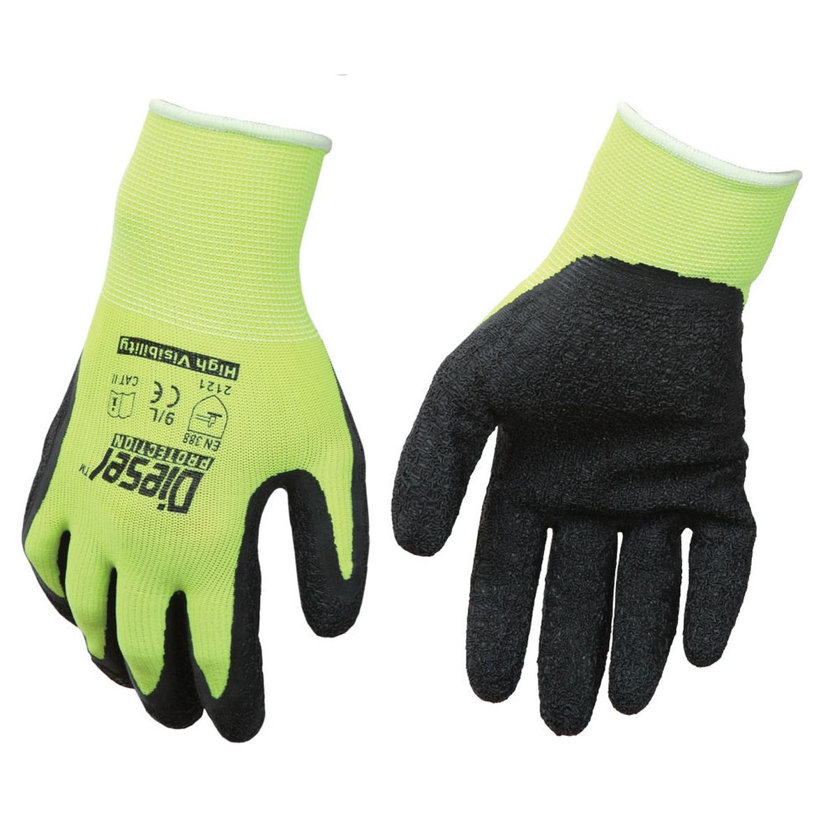 12 pairs High Visibility Yellow Diesel Work Gloves