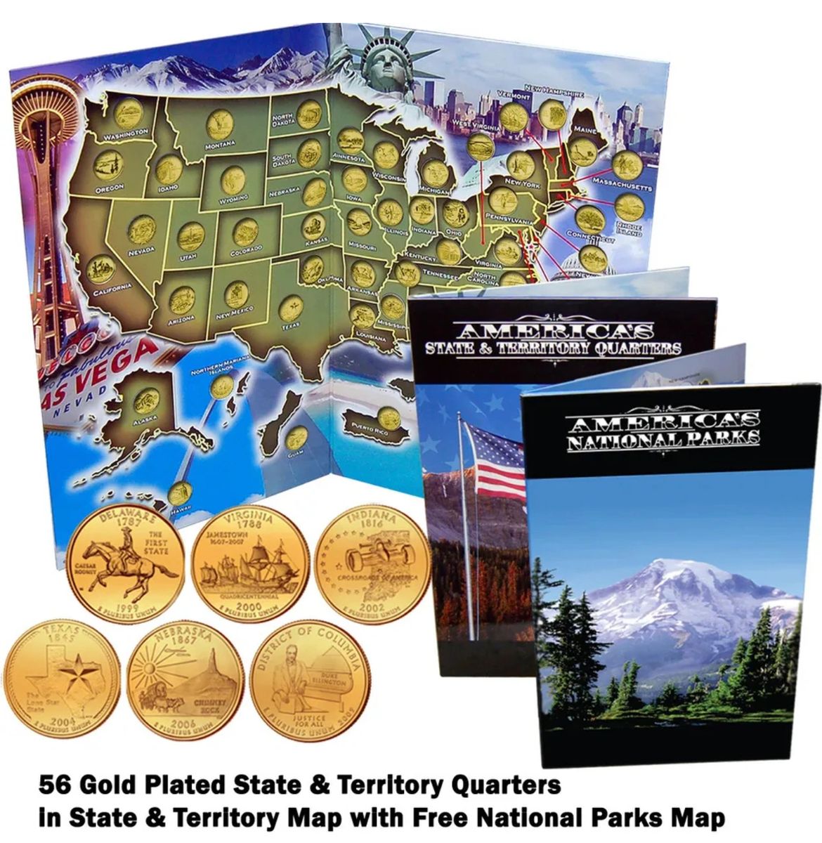 Complete 56 State and Territory Quarter Collection Gold Plated in ...