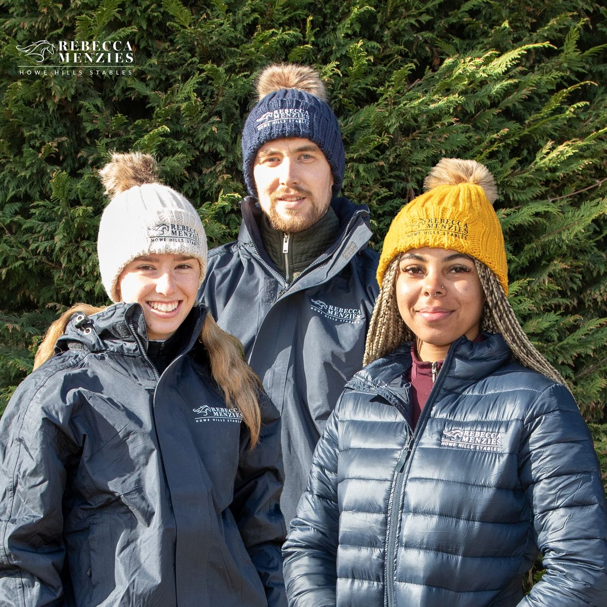 Rebecca Menzies Racing Branded Fur Pom Pom Chunky Beanie