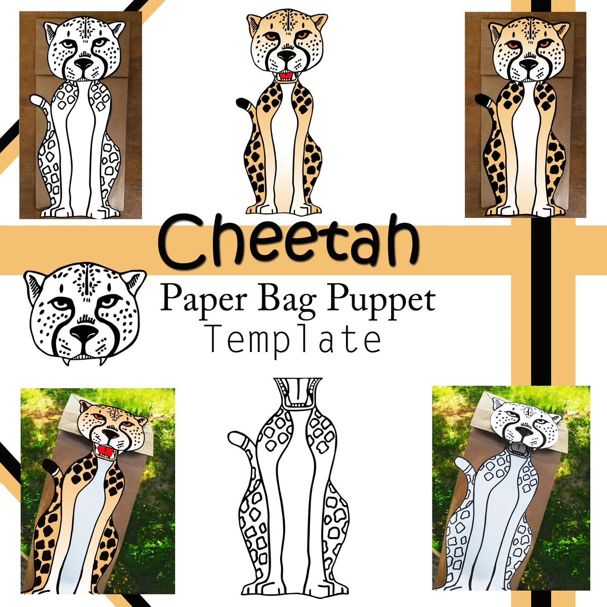 Cheetah paper craft template