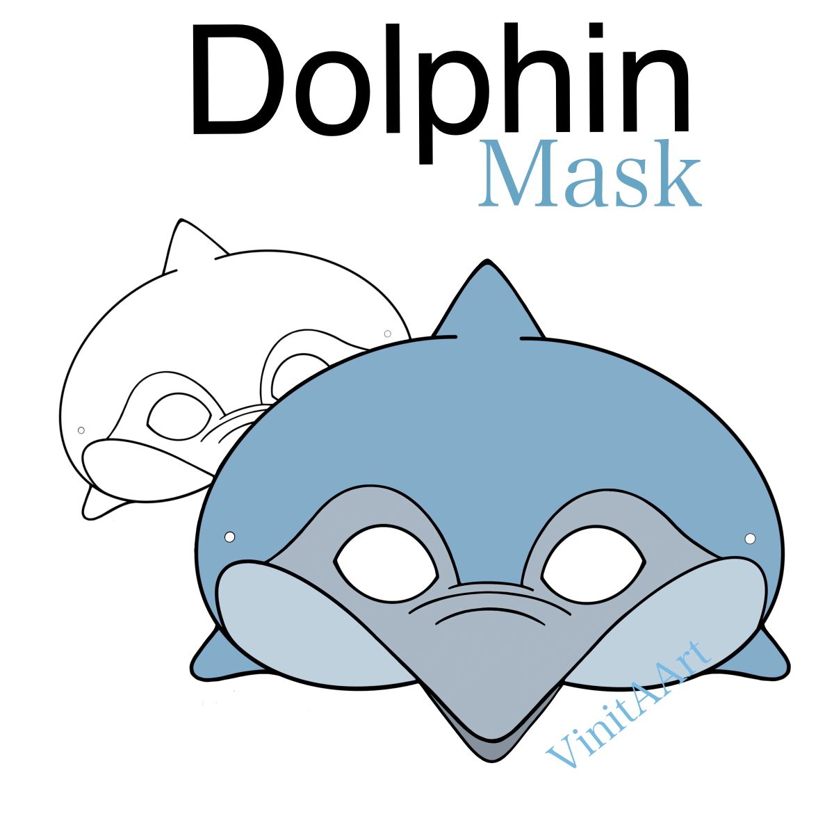Dolphin paper mask template