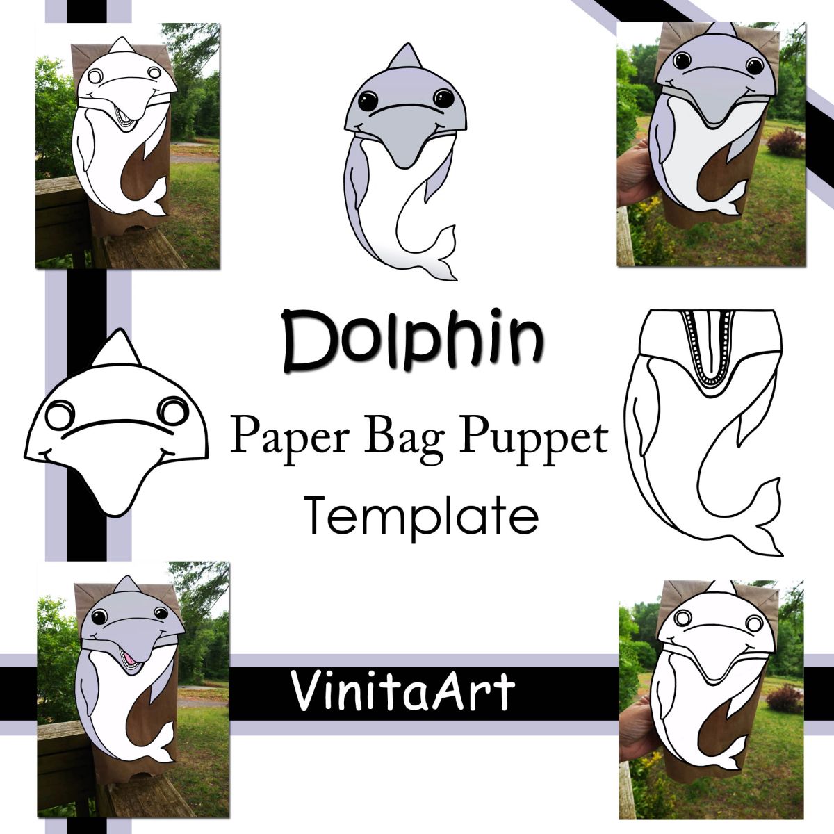 Dolphin paper craft template