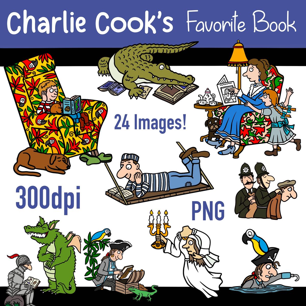 Charlie Cook’s favorite book storybook clipart
