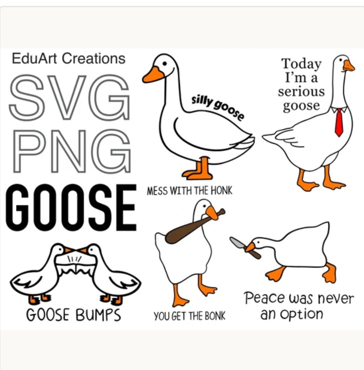 Silly Goose, murder goose, serious goose, SVG PNG cricut, cut file