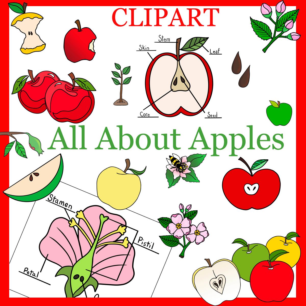All About-APPLES Large collection of clip art and Educational Fun!