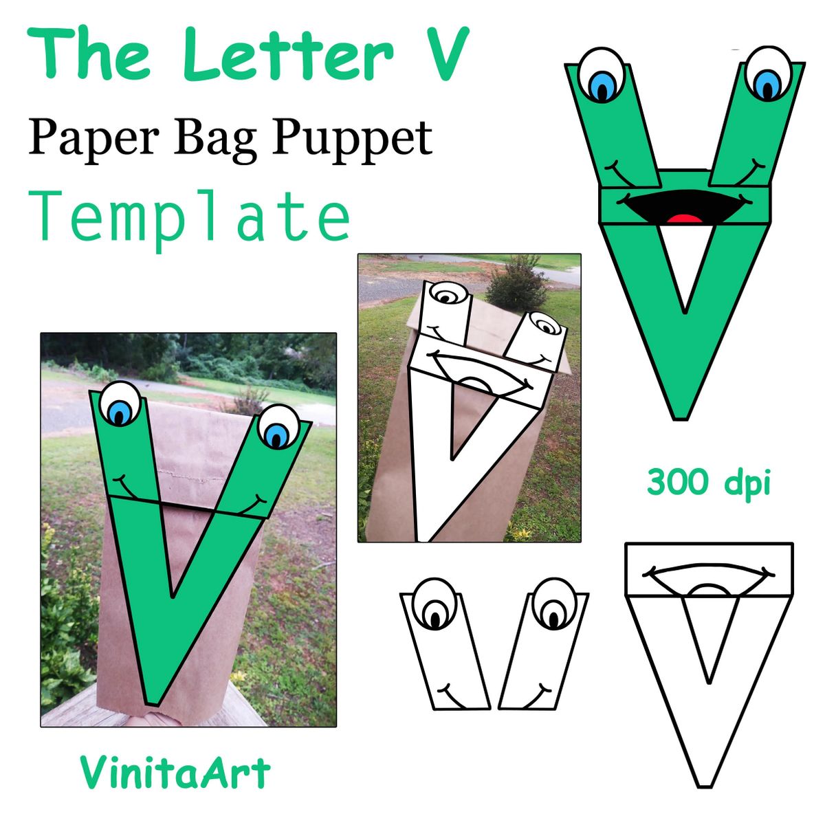 The Letter V Puppet Craft Template