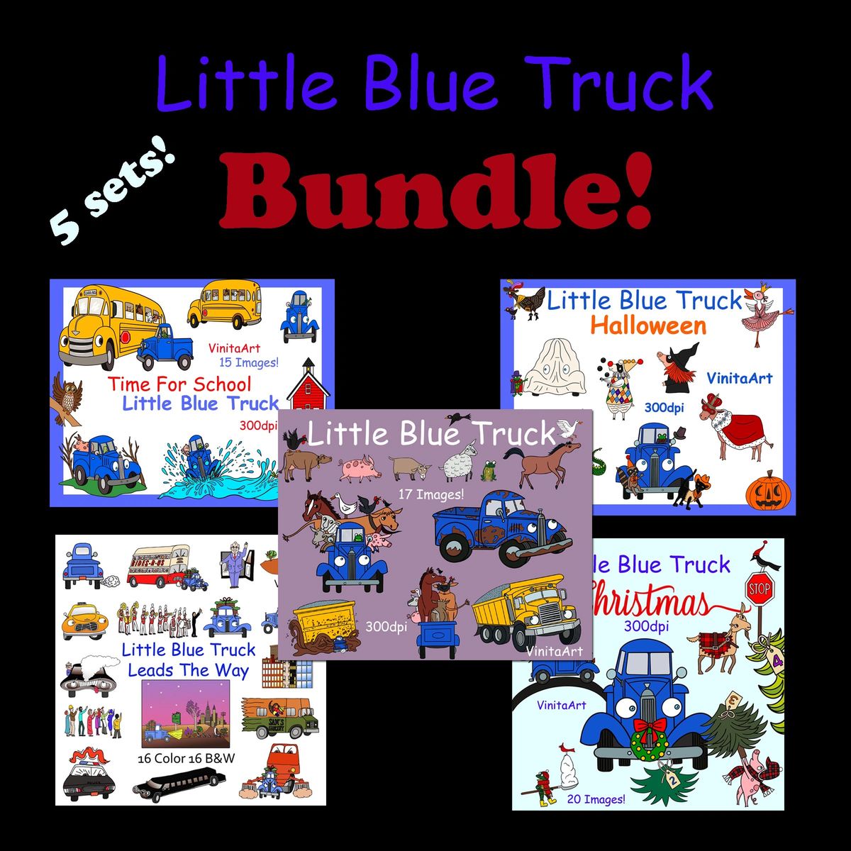 Little Blue Truck Bundle! 5 sets of storybook clipart! Digital download