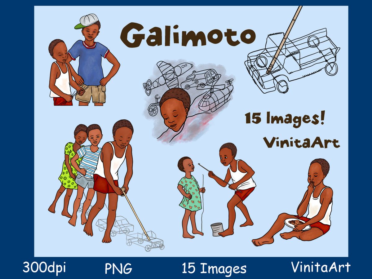 Galimoto, storybook clipart, digital download, printable, 15 Images