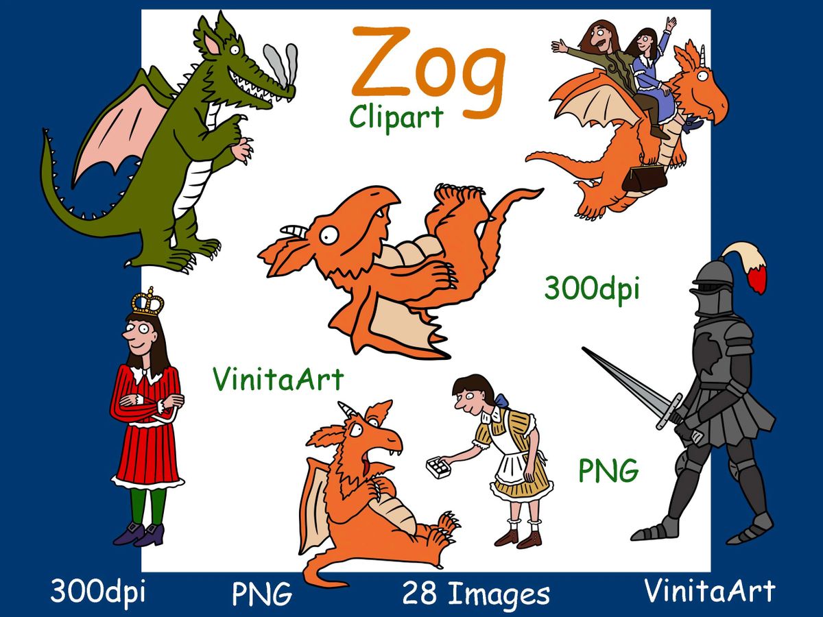 Zog storybook clipart, Dragons, digital download, printables