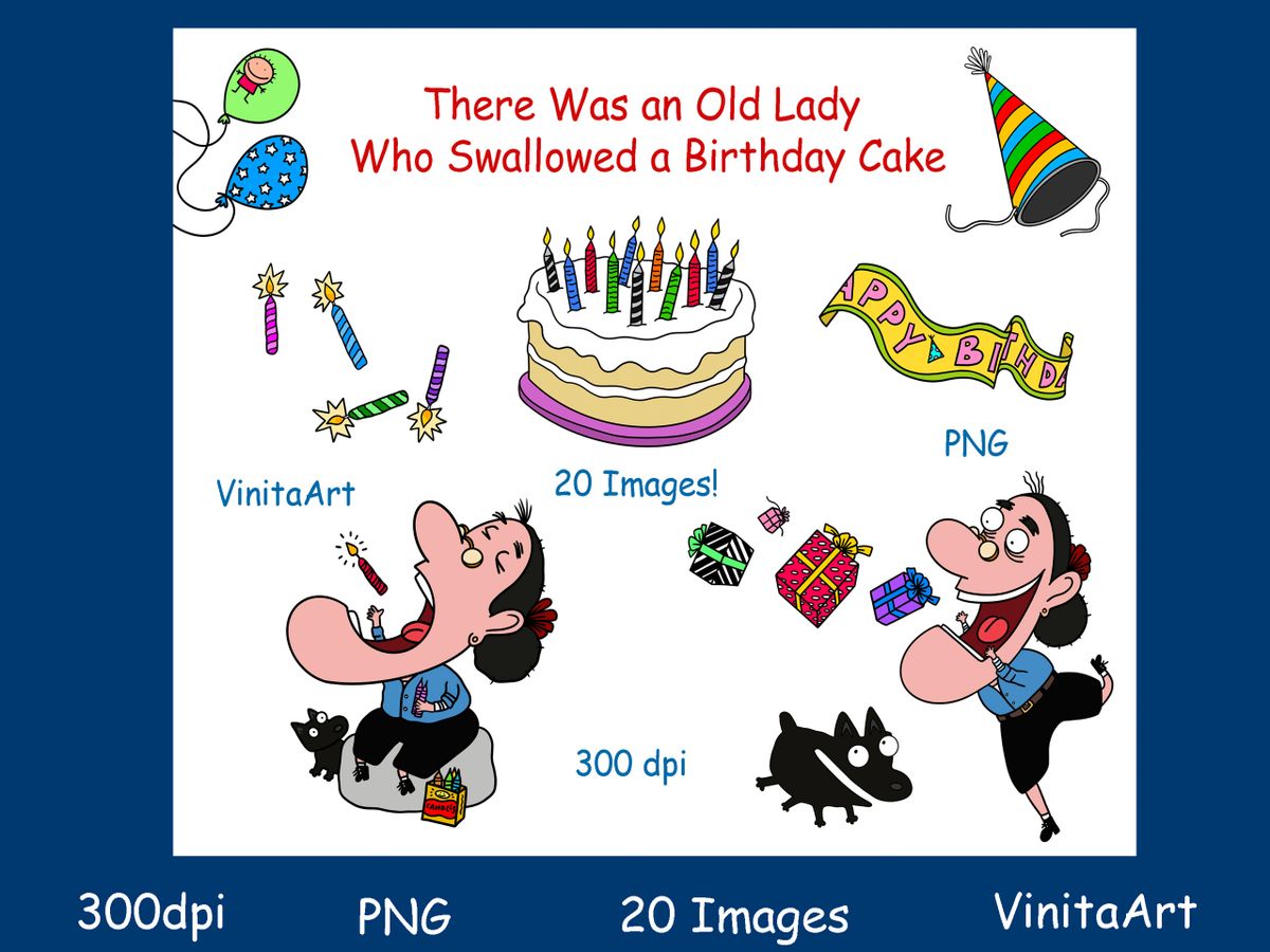 There was an old lady who swallowed a birthday cake printable clipart