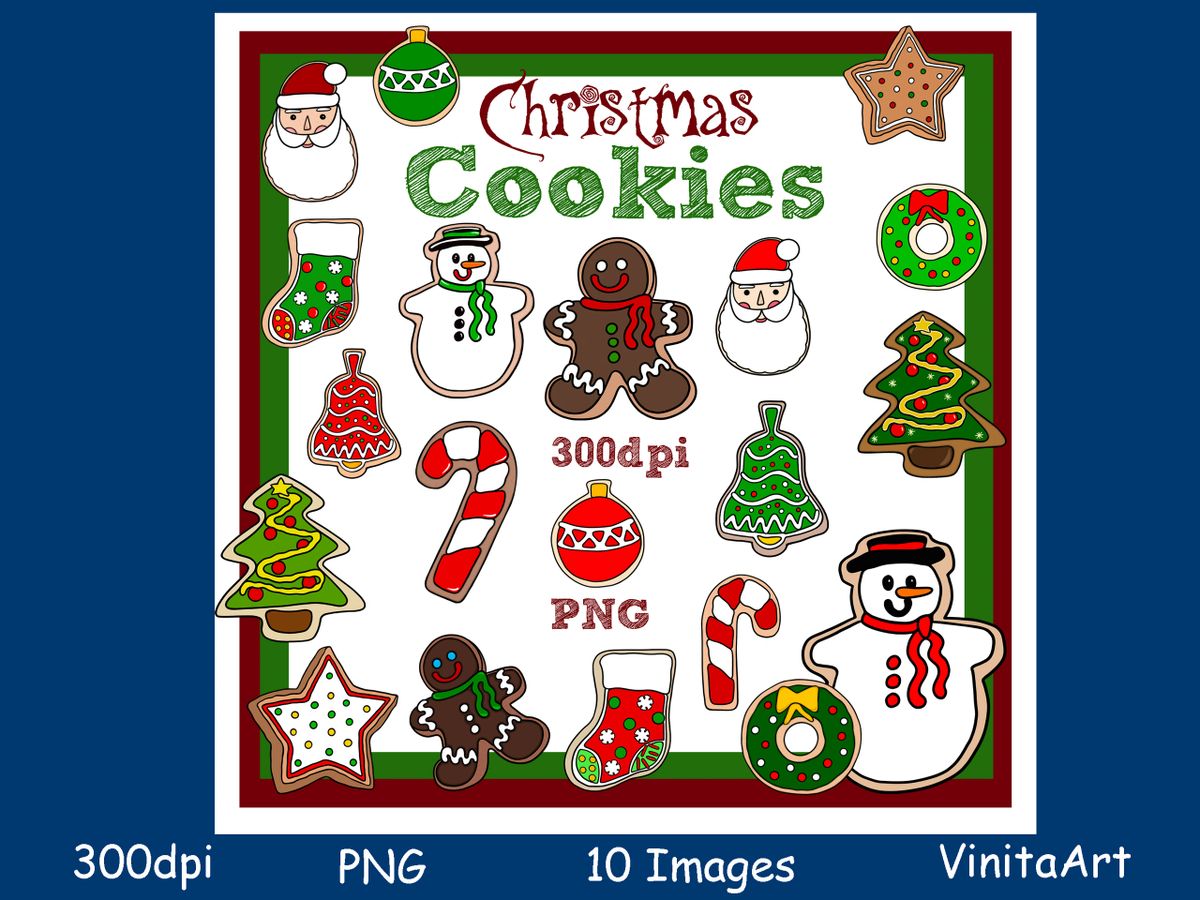 Printable Christmas cookies, holiday cookies, coloring pages, ornaments