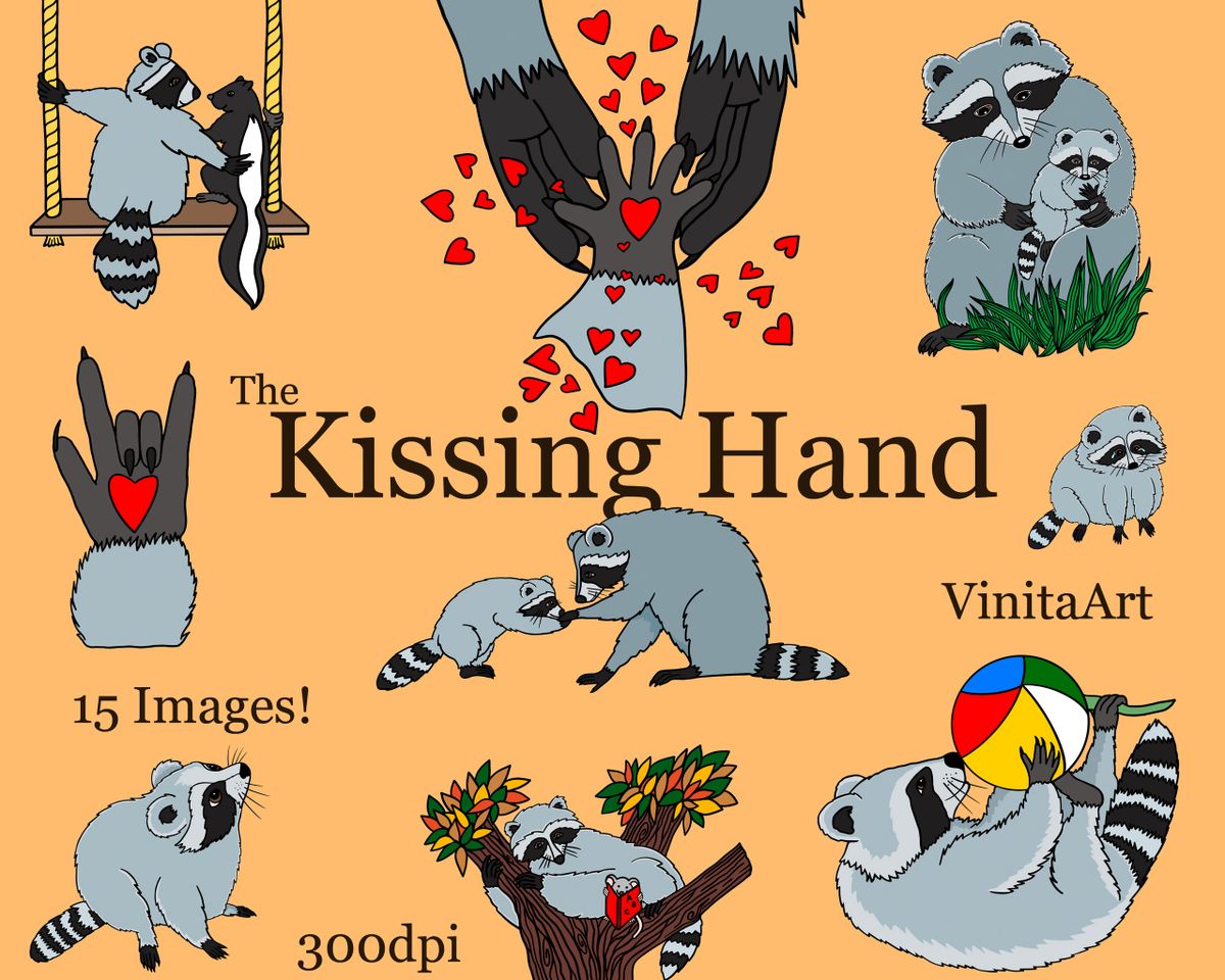 The Kissing Hand, storybook clipart PLUS raccoon mask template. 15 ...