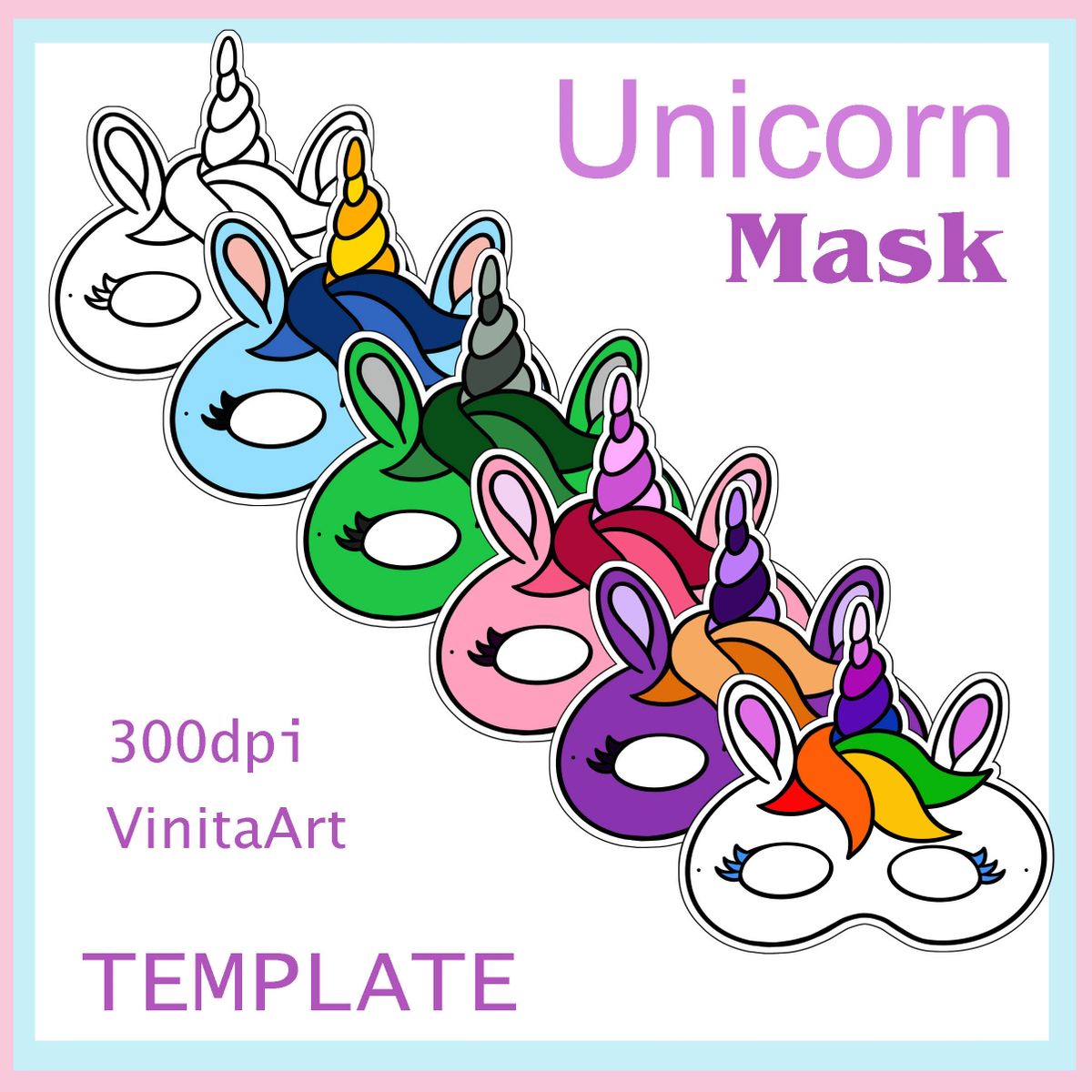 Unicorn mask, paper craft template